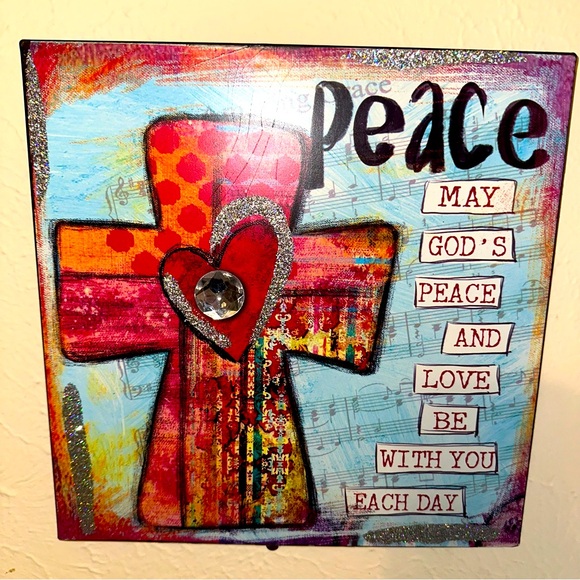 Wall Decor | Cross Peace Metal Wall Art Plaque Sign | Poshmark